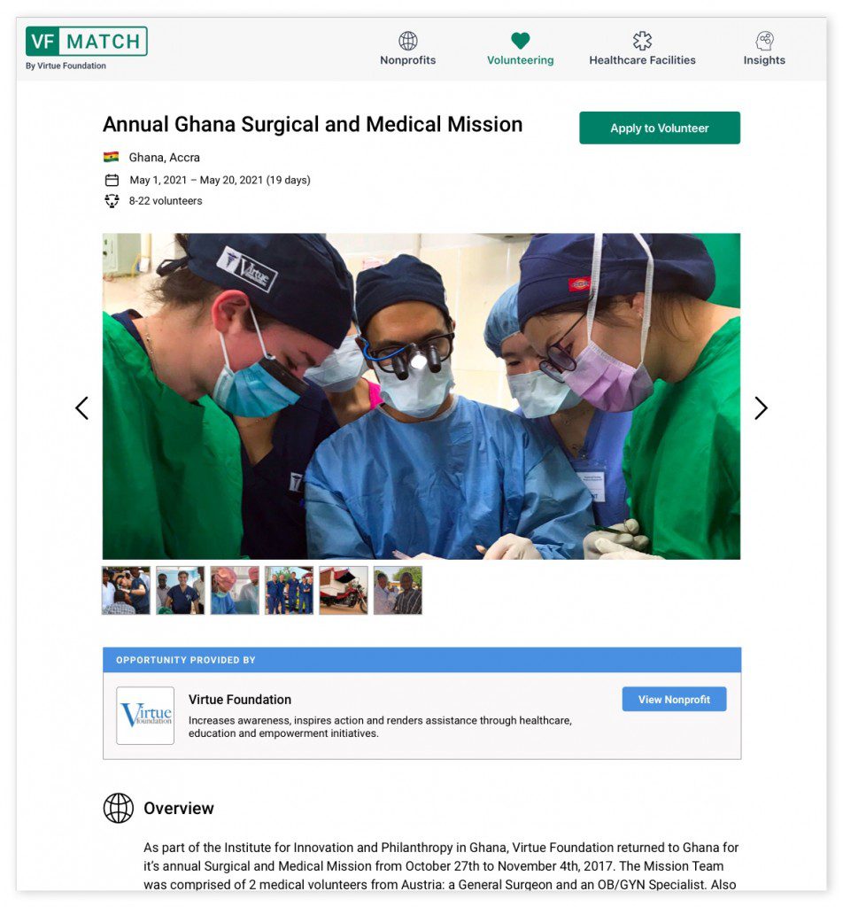 VF Match: Matching Need & Resources in the Philanthropic Healthcare Space - Virtue Foundation